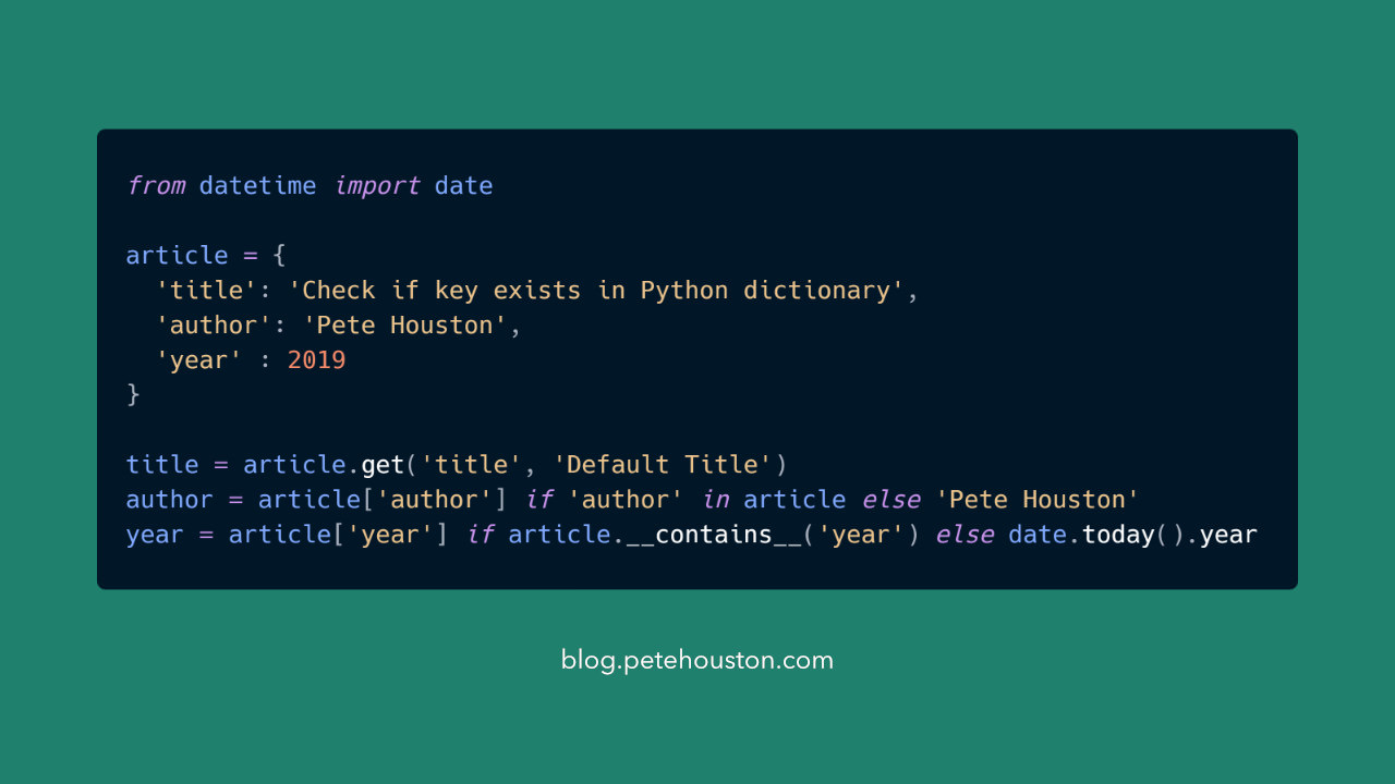 Check If Key Exists In Python Dictionary Pete Houston
