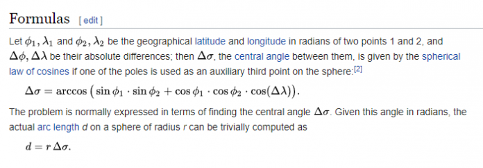 Calculate distance of two locations on Earth ⋆ Pete Houston