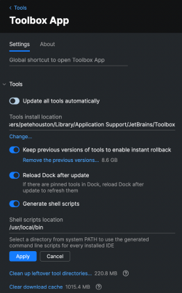 Fix issue JetBrains Toolbox Shell script not generated ⋆ Pete Houston